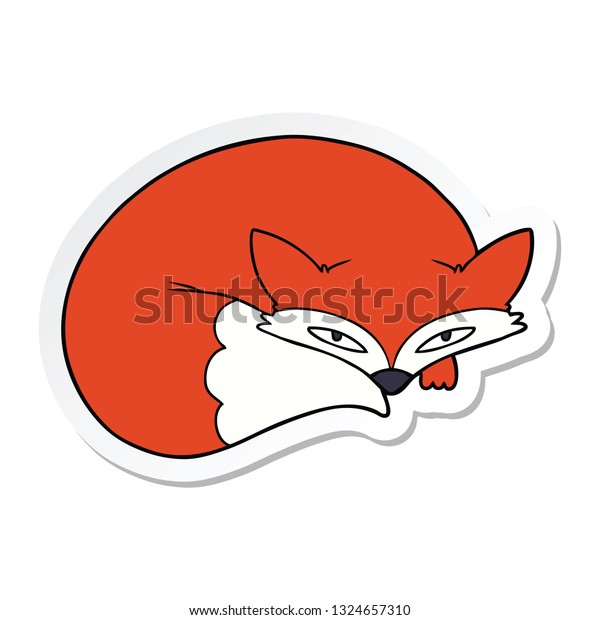 Sticker Cartoon Curled Fox Stock Vector (Royalty Free) 1324657310