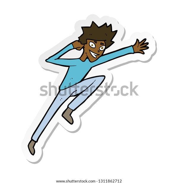 Sticker Cartoon Jumping Man Stock Vector (Royalty Free) 1311862712 ...