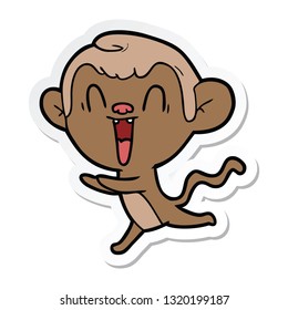 Sticker Cartoon Laughing Monkey Stock Vector (Royalty Free) 1320199187 ...