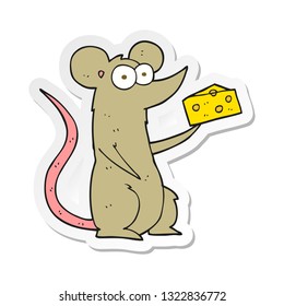 Sticker Cartoon Mouse Cheese Stock Vector (Royalty Free) 1322836772 ...