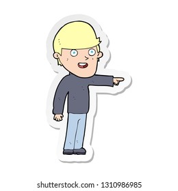 Sticker Cartoon Pointing Man Stock Vector (Royalty Free) 1310986985 ...