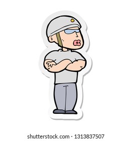 Sticker Cartoon Security Guard Stock Vector (Royalty Free) 1313837507 ...