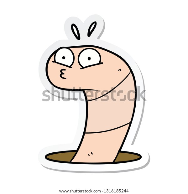 Sticker Cartoon Surprised Worm Stock Vector (Royalty Free) 1316185244 ...