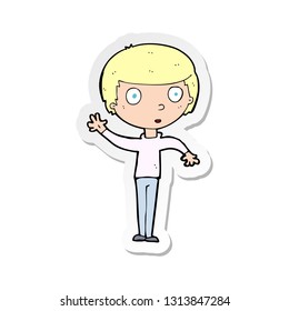 Sticker Cartoon Waving Boy Stock Vector (Royalty Free) 1313847284 ...