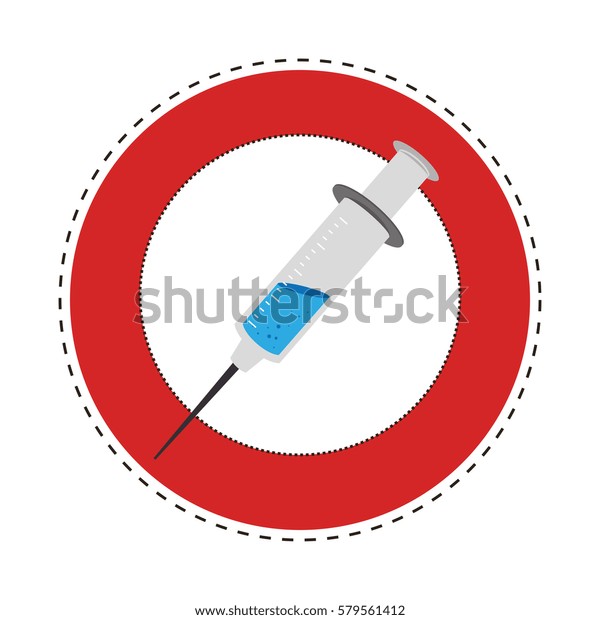 Sticker Circular Border Needle Syringe Liquid Stock Vector (Royalty ...