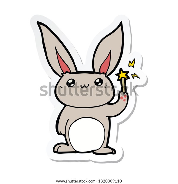 Sticker Cute Cartoon Rabbit Stock Vector (Royalty Free) 1320309110 ...