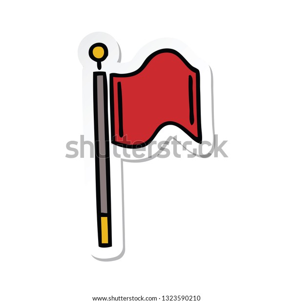 Sticker Cute Cartoon Red Flag Stock Vector (Royalty Free) 1323590210 ...