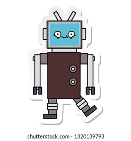 Sticker Cute Cartoon Robot Stock Vector (Royalty Free) 1320139793 ...