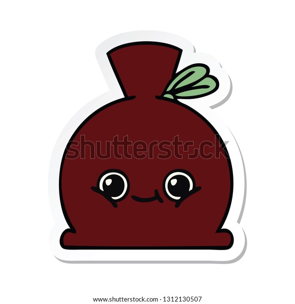 Sticker Cute Cartoon Sack Stock Vector (Royalty Free) 1312130507 ...
