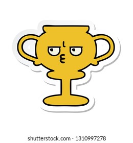Sticker Cute Cartoon Trophy Stock Vector (Royalty Free) 1319228528