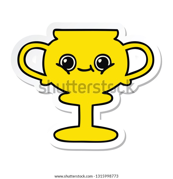 Sticker Cute Cartoon Trophy Stock Vector (Royalty Free) 1315998773 ...