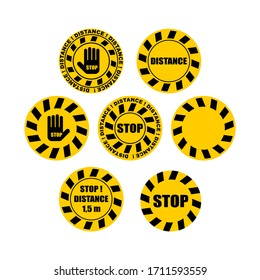 Sticker Distance Warning Sign Keep Your Stock Vector (Royalty Free ...