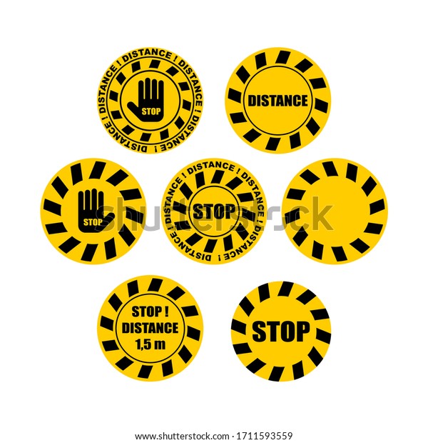Sticker Distance Warning Sign Keep Your Stock Vector (Royalty Free ...