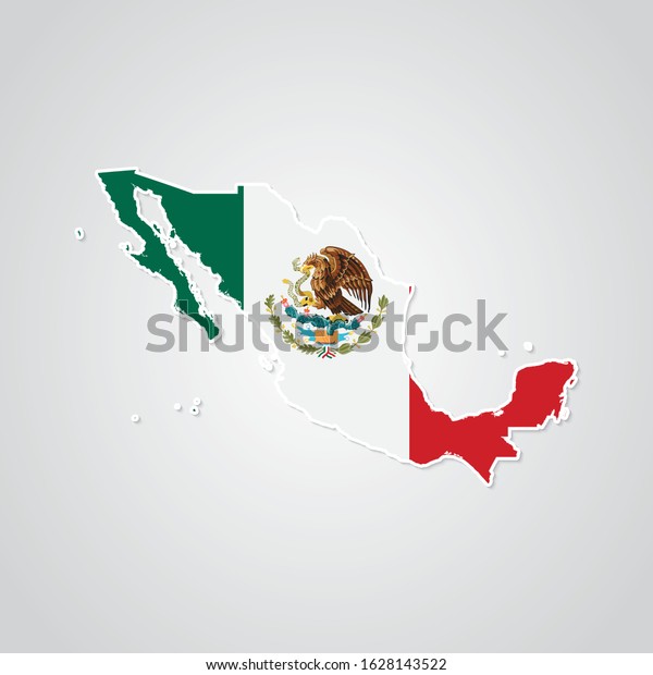 Sticker Form Mexico Map Flat Style Stock Vector (Royalty Free ...