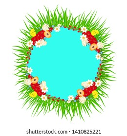 Sticker Frame Round Summer Grass: vector de stock (libre de regalías ...