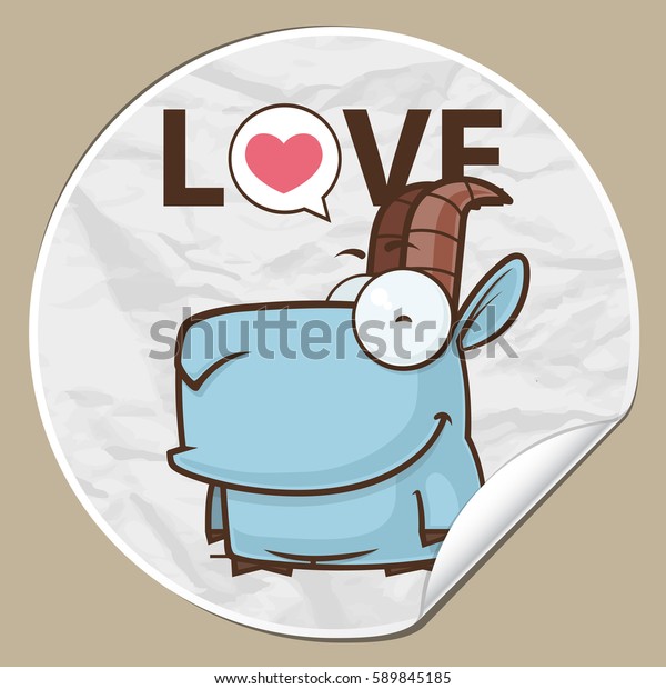 Sticker Funny Cartoon Goat Vector Illustration: เวกเตอร์สต็อก (ปลอดค่า ...