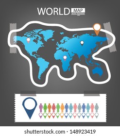 Sticker Infographic World Map Vector Illustration Stock Vector (Royalty ...