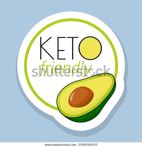 Logo amigable de Sticker Keto. Dibujo vectorial con palabras y medio ...