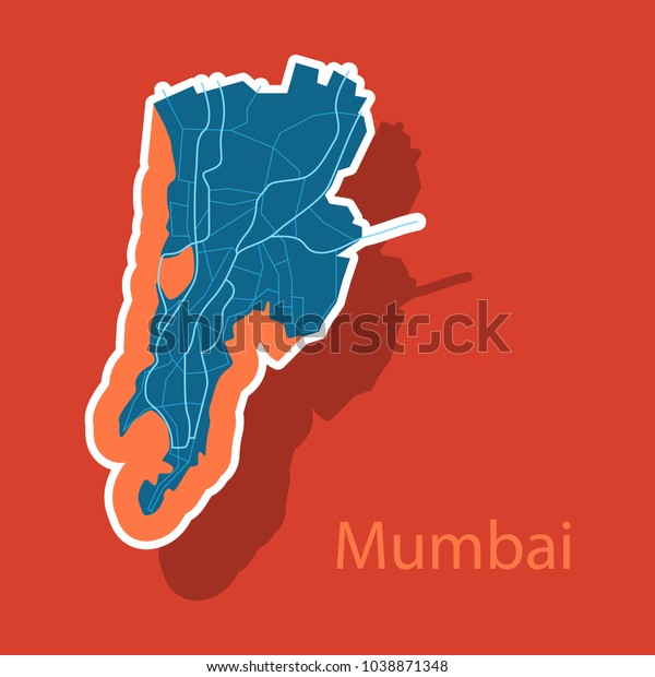 Sticker Map Mumbai Stock Vector (Royalty Free) 1038871348
