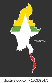 Sticker Outline Map Myanmar Flag Myanmar Stock Vector (Royalty Free ...