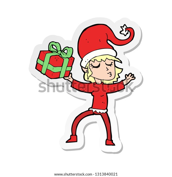 Sticker Santas Helper Cartoon Stock Vector (Royalty Free) 1313840021