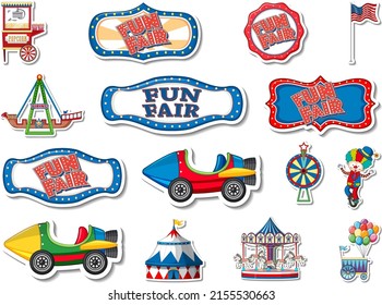 Sticker Set Amusement Park Fun Fair Stock Vector (Royalty Free ...