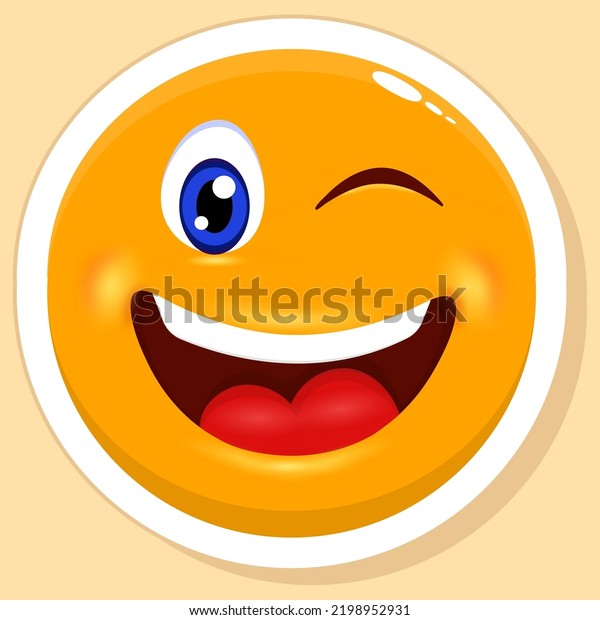Sticker Style Winking Eye Cartoon Circle Stock Vector (Royalty Free ...
