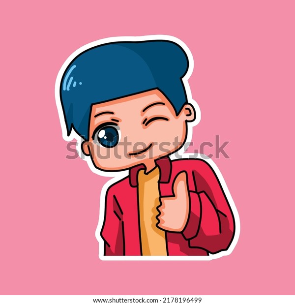 Sticker-Vorlage mit Cartoon-Junge-Charakter einzelne Illustration ...