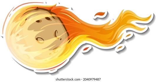 Sticker Template Meteorite Flame Isolated Illustration Stock Vector ...