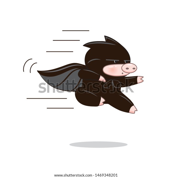 Sticker Vector Icon Funny Batman Pig Stock Vector (Royalty Free ...