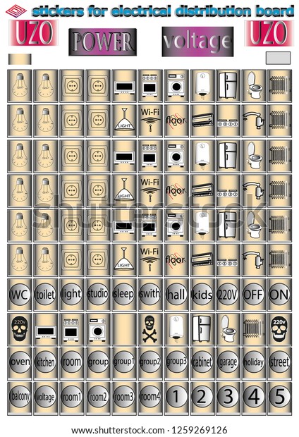 Stickers Electrical Distribution Board Consumer Electrical: vector de ...