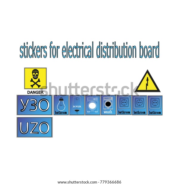 Stickers Electrical Distribution Board Consumer Electrical Stock Vector ...
