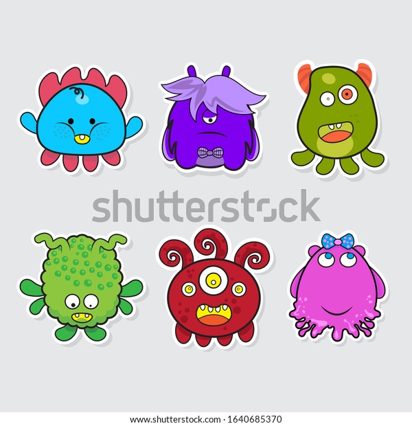 Stickers Funny Monster Vector Cartoon Illustration Stock Vector ...