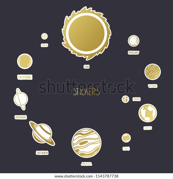 Stickers Golden Solar System Vector Illustration Stock Vector (Royalty ...
