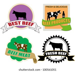 Stickers Set Beef Meat On White: vector de stock (libre de regalías ...