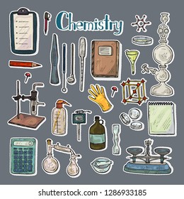 Stickers Set Cute Hand Drawn Chemistry Stock Vector (Royalty Free ...