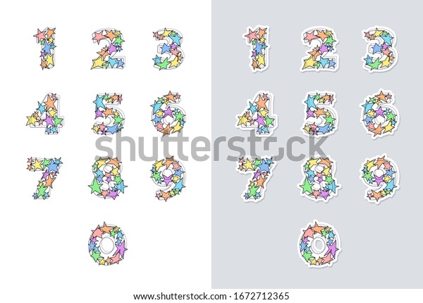 Stickers Set Ink Sketch Numbers Font Stock Vector (Royalty Free ...