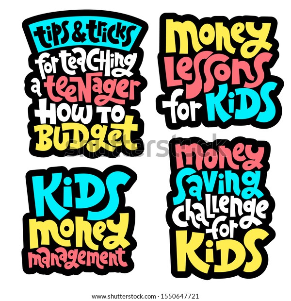 Stickers Set Unique Vector Lettering Handwritten Stock Vector (Royalty ...