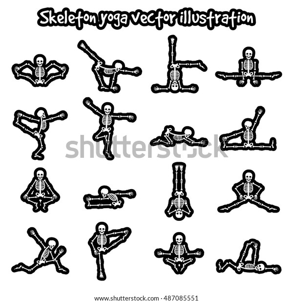Stickers Skeletons Yoga Poses Vector Isolated Stock Vector (Royalty ...