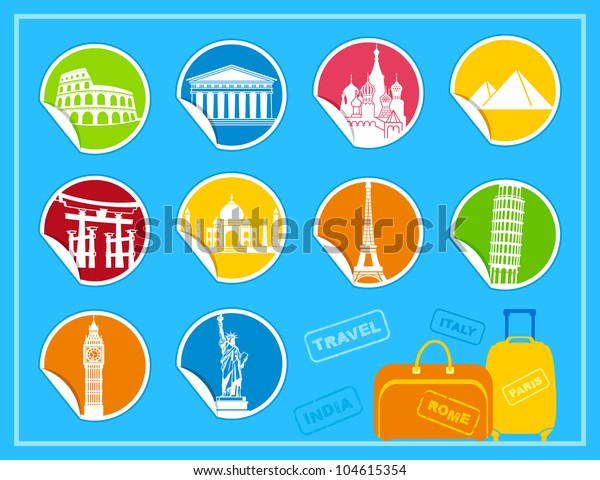 Stickers Symbols Different Countries Stock Vector (Royalty Free ...