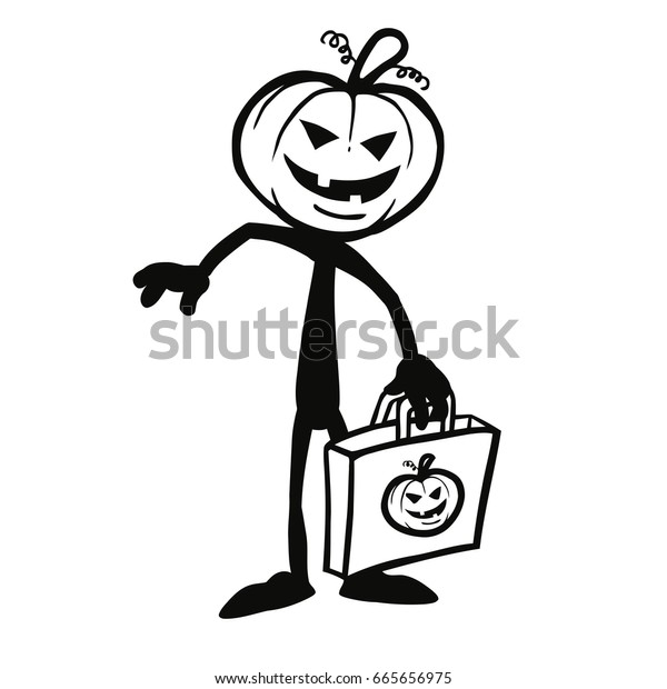 Stickfigure Halloween Pumpkin Head Stock Vector (Royalty Free ...