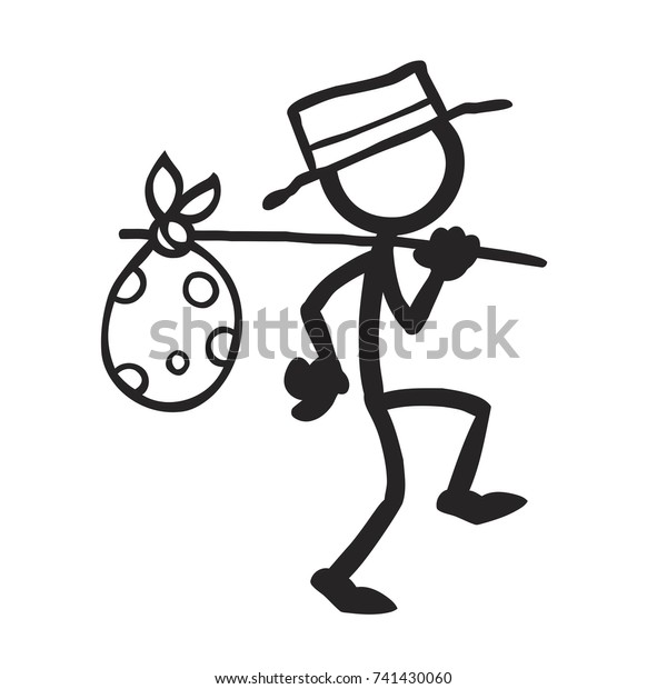Stickfigure Hobo Walking 2 Stock Vector (Royalty Free) 741430060