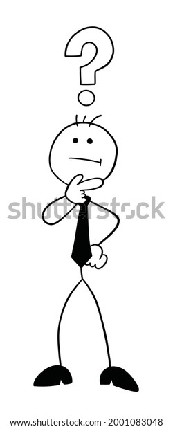 Stickman Businessman Character Confused Vector Cartoon Stock Vector ...