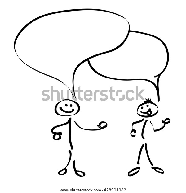 Stickman Communicating Each Other Black White Stock Vector (Royalty ...