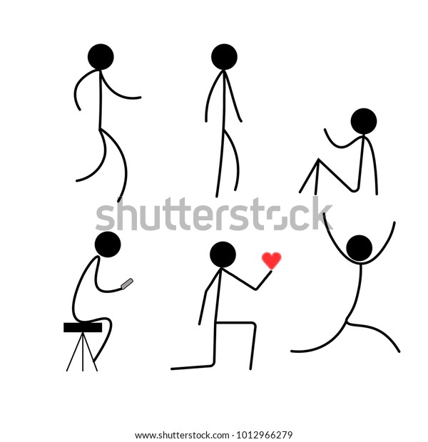 Stickman Different Poses Stock Vector (Royalty Free) 1012966279 ...
