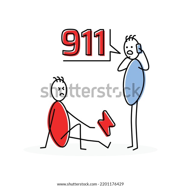 Stickman Got Accident Hurt His Friend Stock Vector (Royalty Free ...