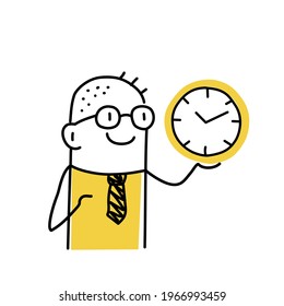 Stickman Holding Clock Her Hand Time Stock Vector (Royalty Free ...