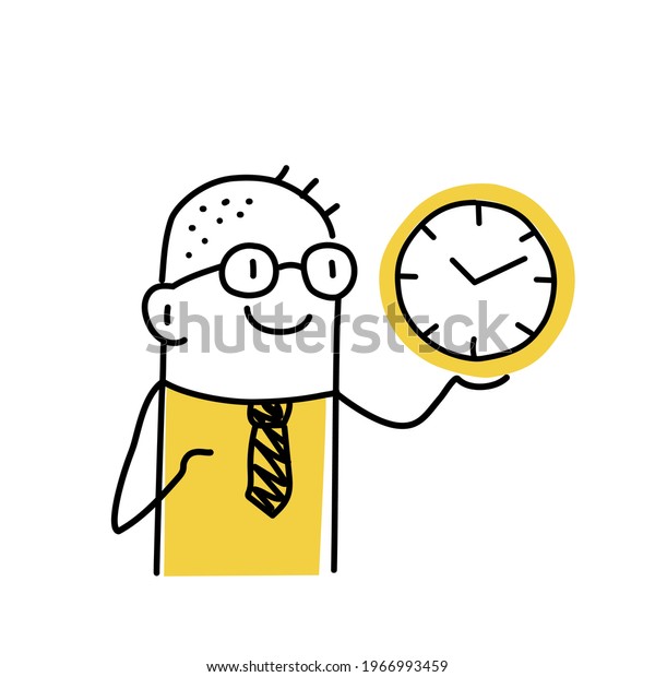 Stickman Holding Clock Her Hand Time Stock Vector (Royalty Free ...
