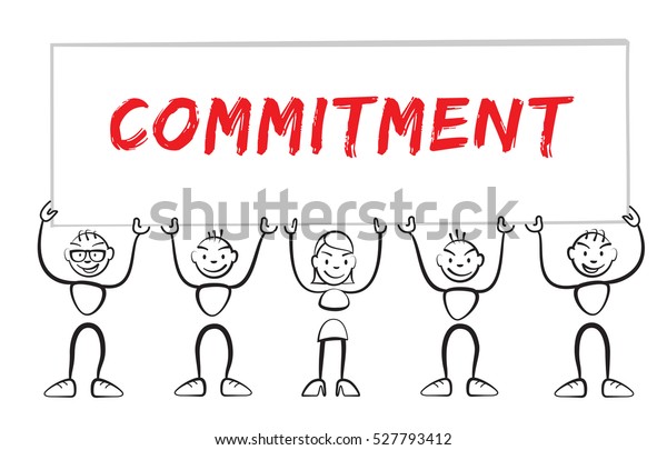 Stickman Holding Sign Inscription Commitment Vector Stock Vector ...