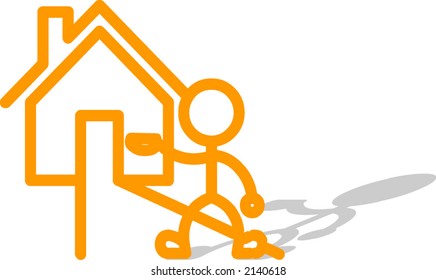 Stickman Home: vector de stock (libre de regalías) 2140618 | Shutterstock